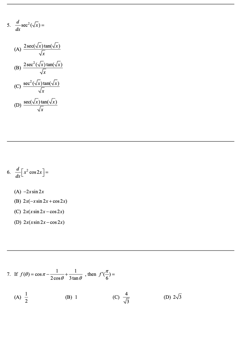 Derivatives of Trigonometric Functions - Top Study Guide | RevisionTown
